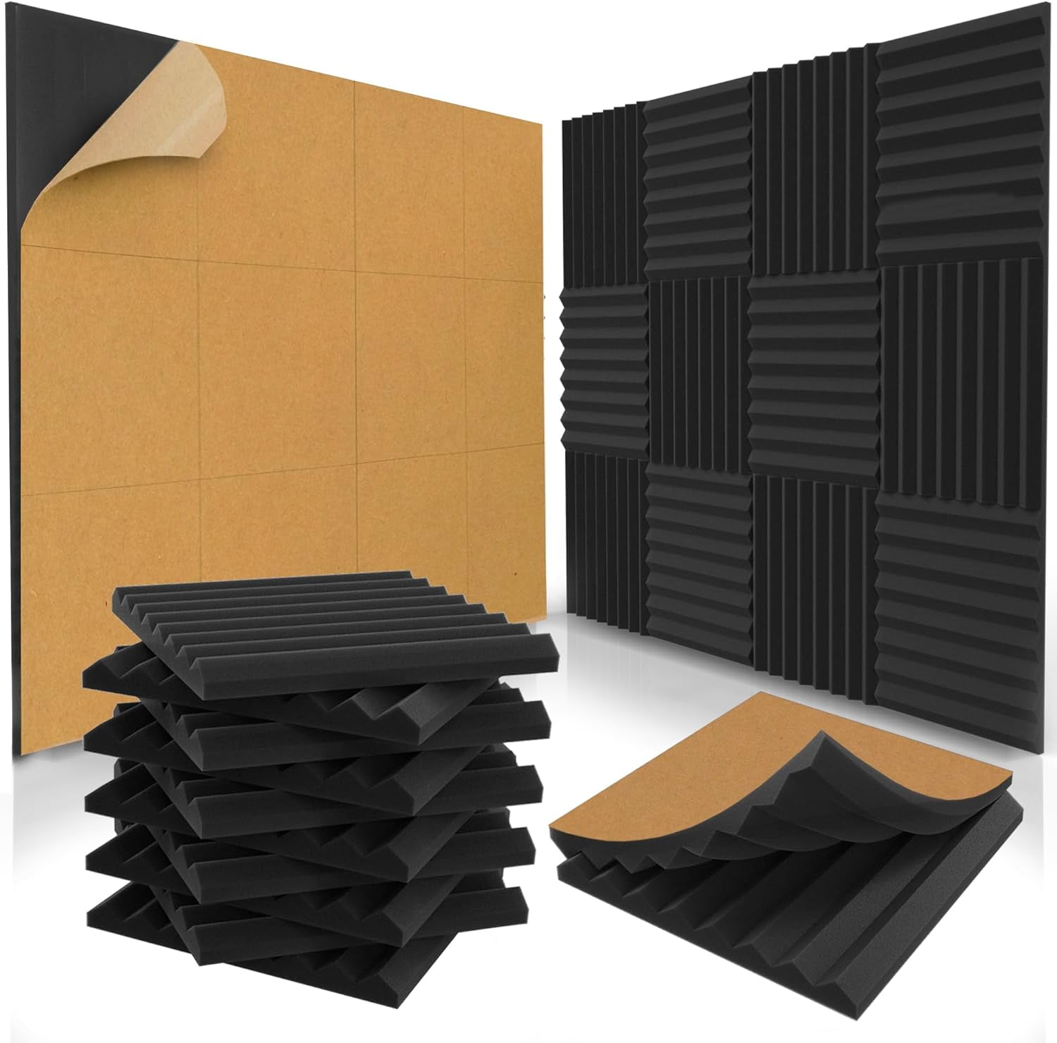 12 Pack Acoustic Panels 1 X 12 X 12 Inches – Acoustic Foam - Studio ...