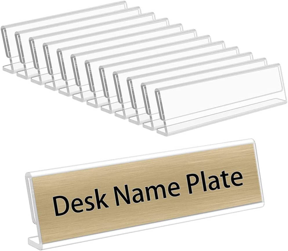 12 Pack Acrylic 2x8 Name Plates for Desks,Horizontal Slant Back 2x8 ...