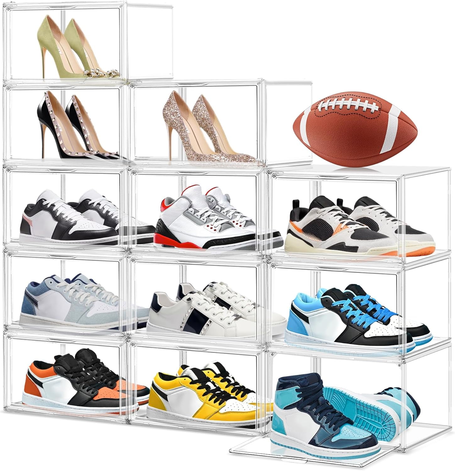 12 Pack Acrylic Clear Shoe Storage Boxes Size 12, Transparent Display ...