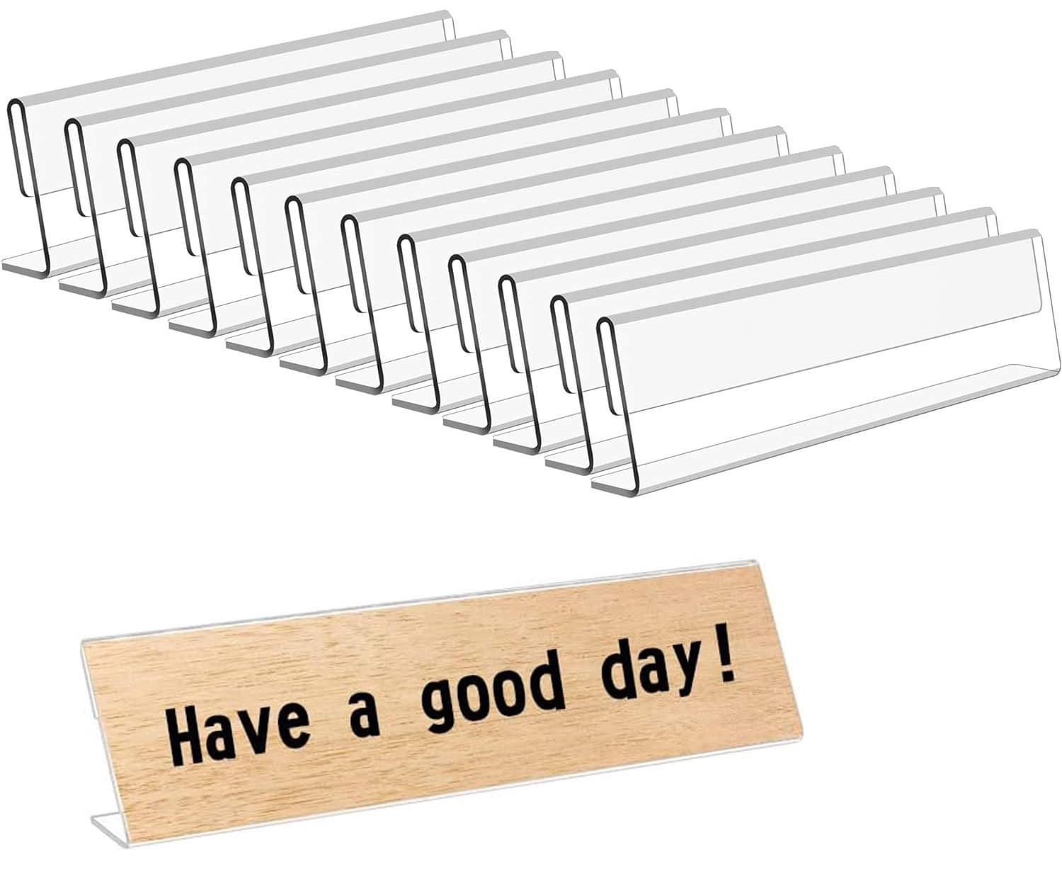 12 Pack Acrylic Display Stands Name Plates,2'' x 8'' Desk Name Plate ...