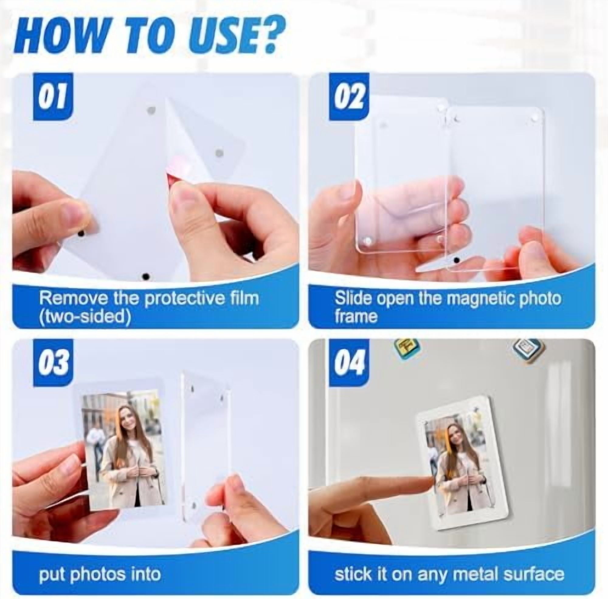12 Pack-Acrylic Fridge Magnetic Frame, Mini Picture Frames, Double ...
