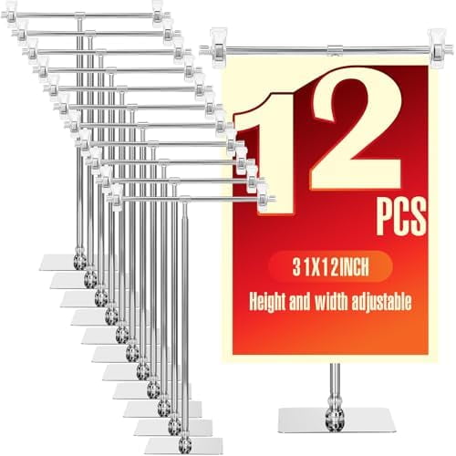 12 Pack Adjustable Metal Banner Holder Retractable 8.5" to 31" Height ...