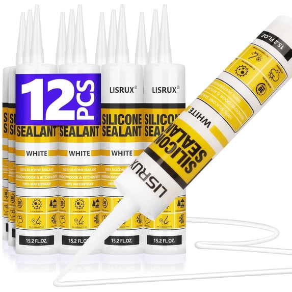 12 Pack Advanced Silicone Caulk for Window & Door, 100% Waterof Sealant ...