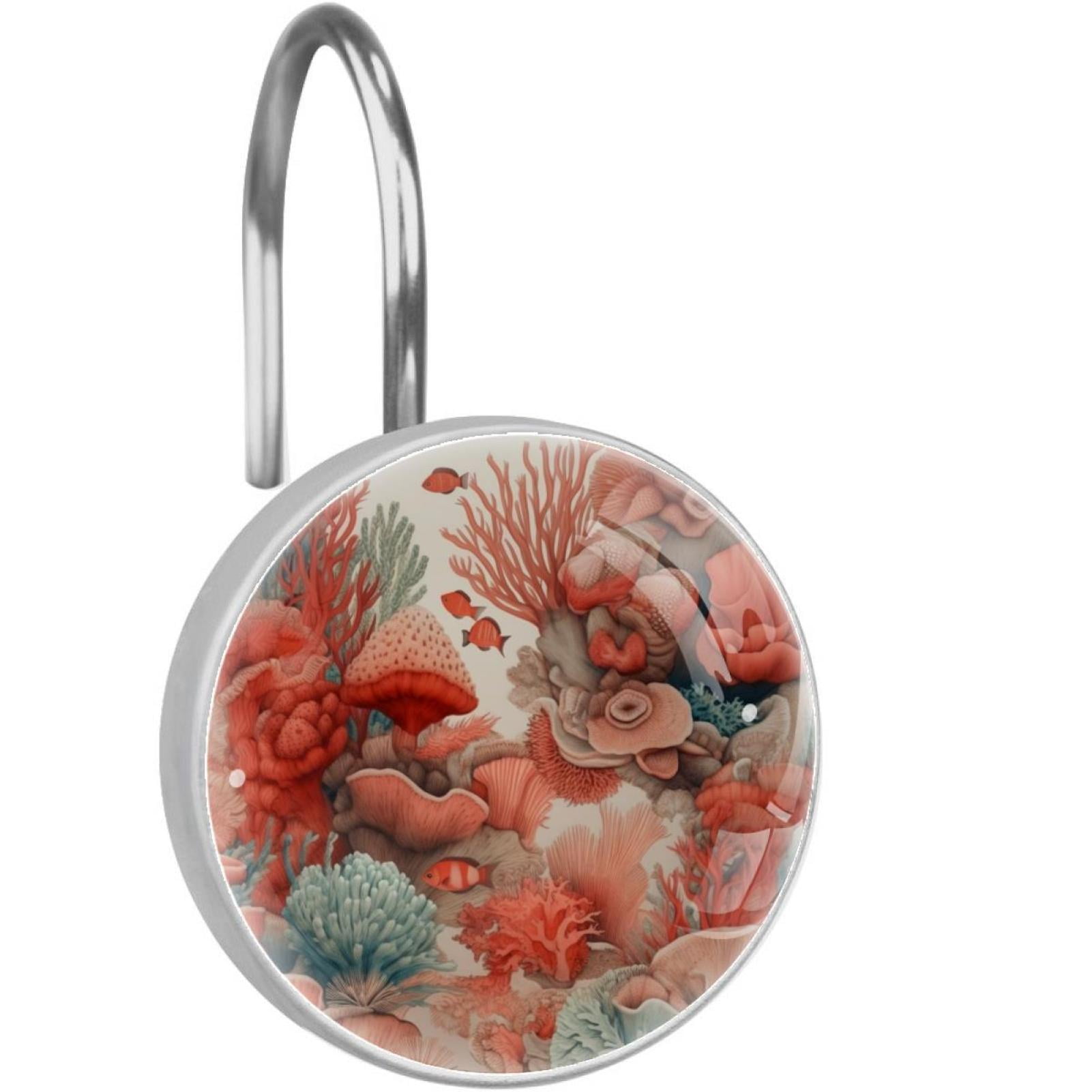 12-Pack Aesthetic Deep-sea Corals Crystal Glass Shower Curtain Hooks ...
