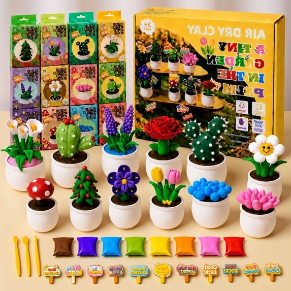 12-Pack Air Dry Clay Kit for , Plant-Themed Sculpting Set with Mini ...