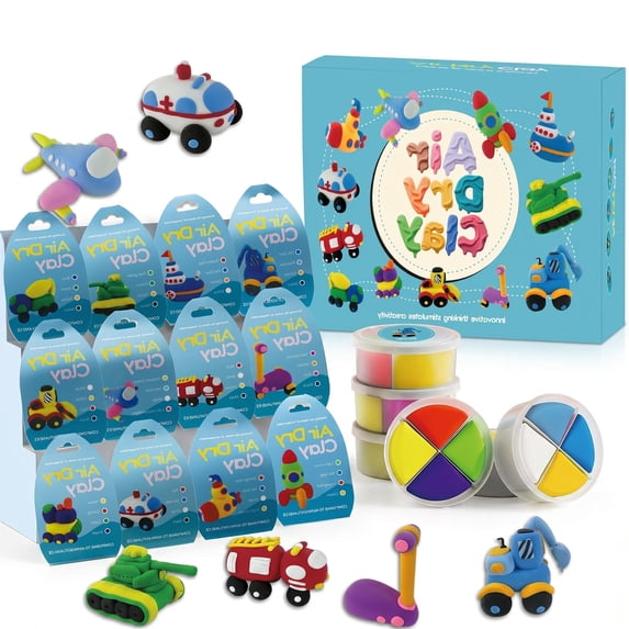 12-Pack Air Dry Clay Kit for , Traffic Theme Molding Art Craft Set with ...