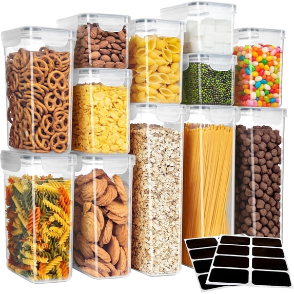12 Pack Airtight Food Storage Container Set, BPA Free Kitchen Pantry ...