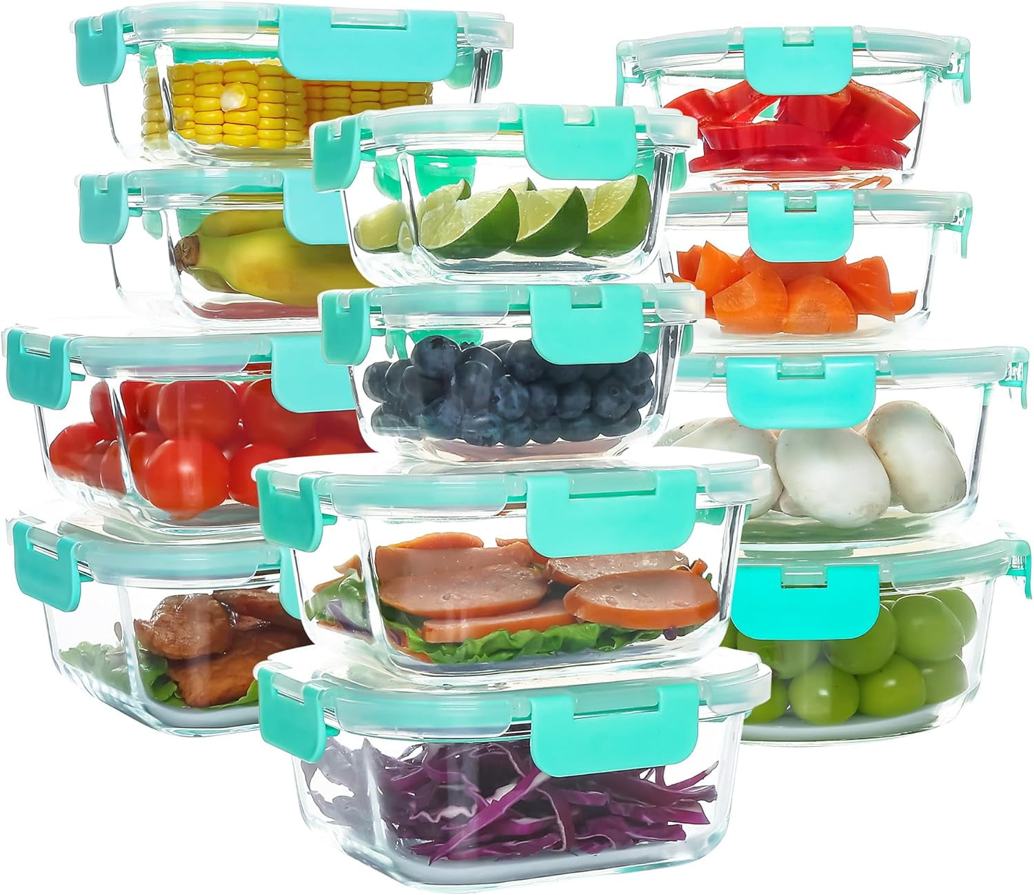 12 Pack Airtight Glass Containers for Fresh and Tasty Food Storage ...
