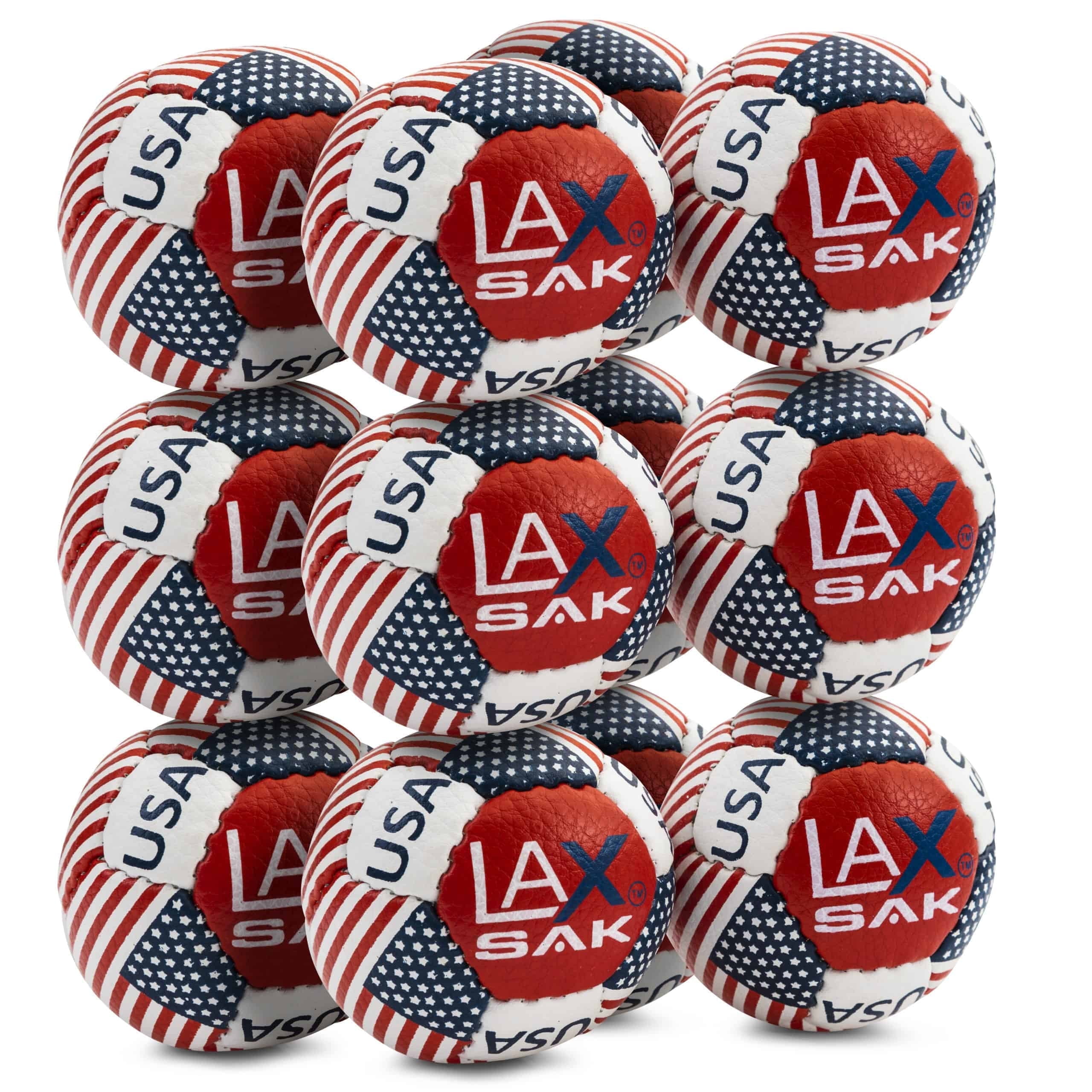 12 Pack American Flag Lax Sak Lacrosse Training Balls. Same Weight ...