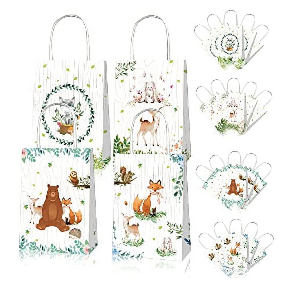 12 Pack Animal Party Favor Bags for Kids Paper with Handles Goodie ...