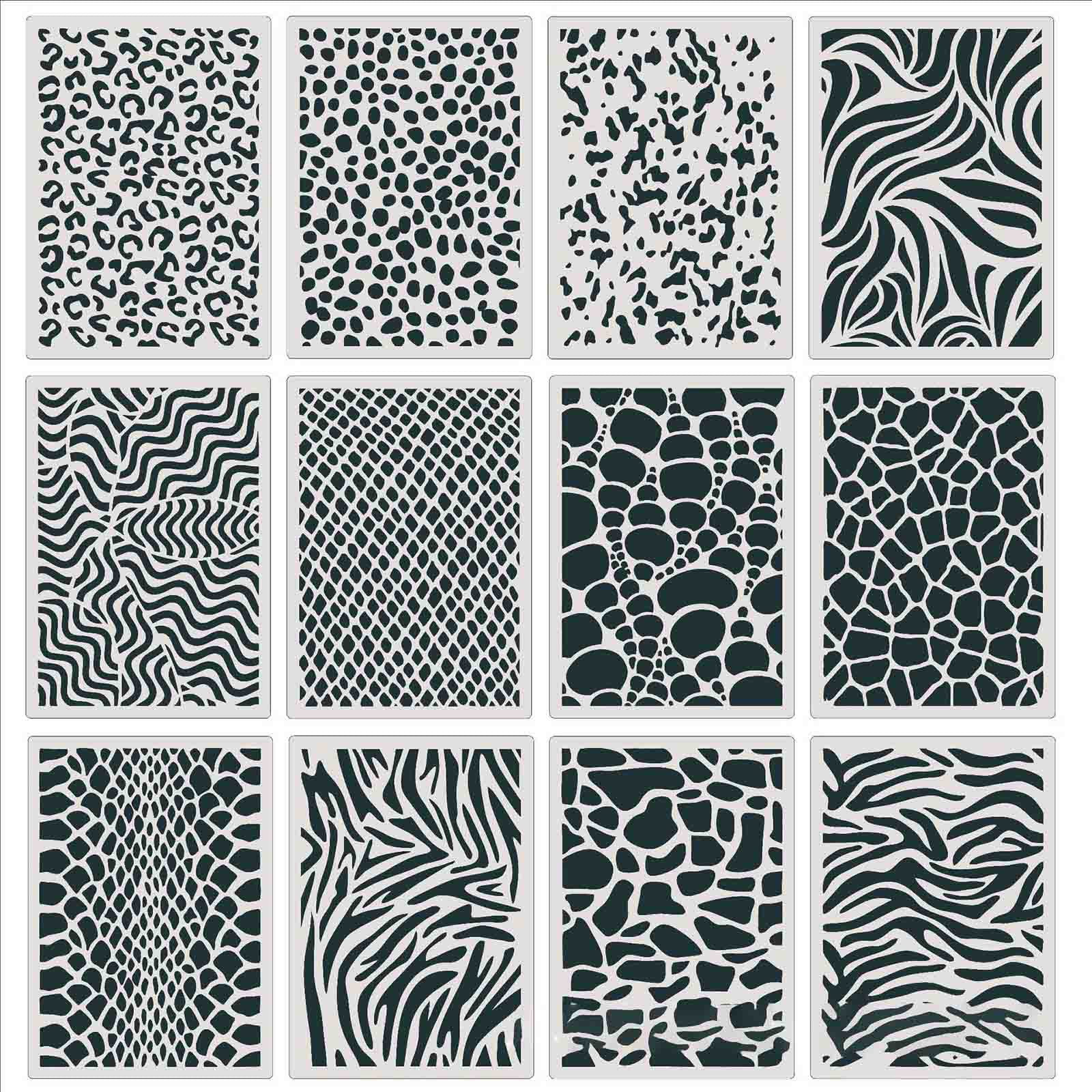 12 Pack Animal Print Painting Stencils Reusable Leopard Print Drawing ...