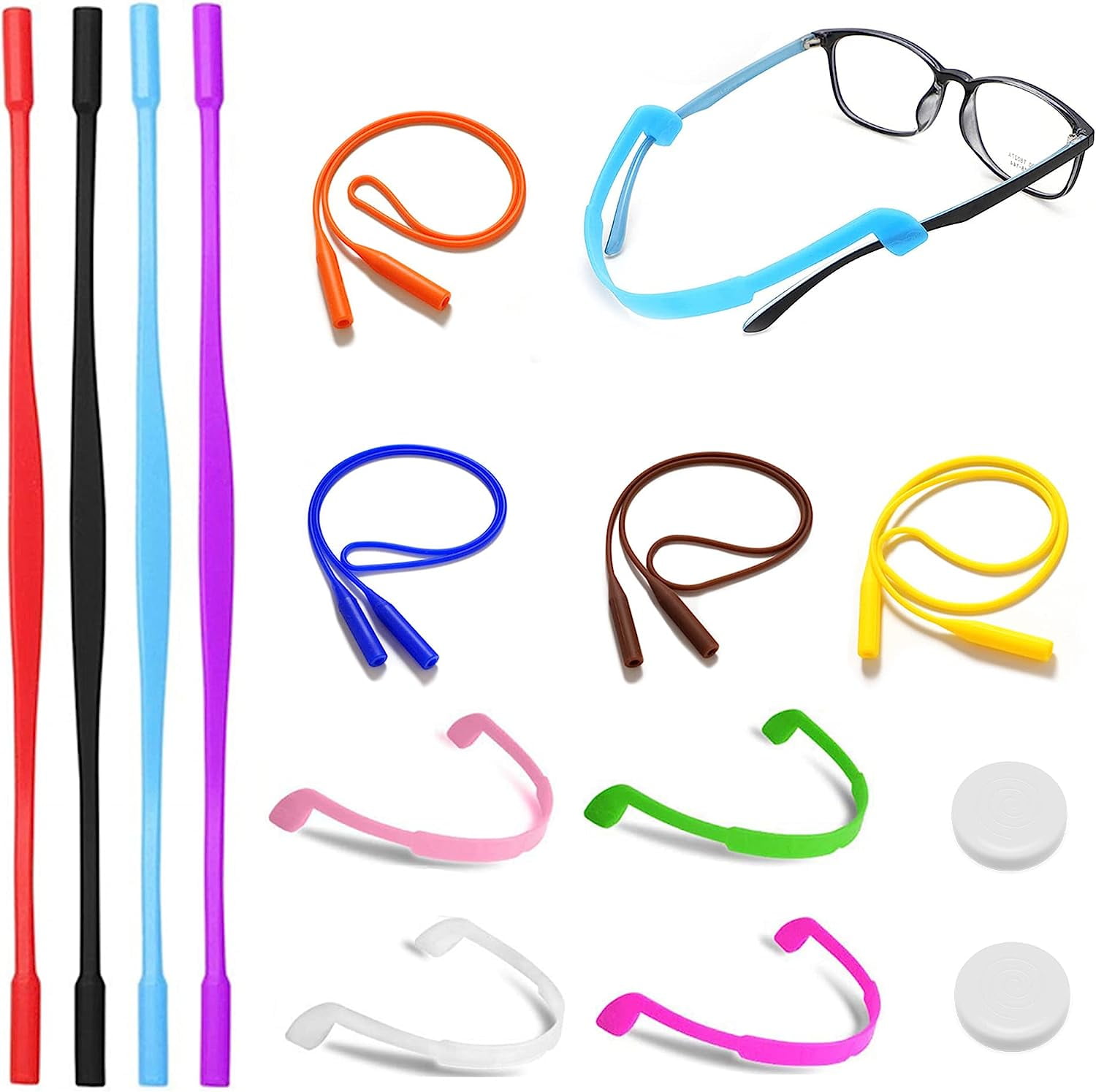 12 Pack Anti-Slip Silicone Glasses Straps Soft Eyewear Retainer ...