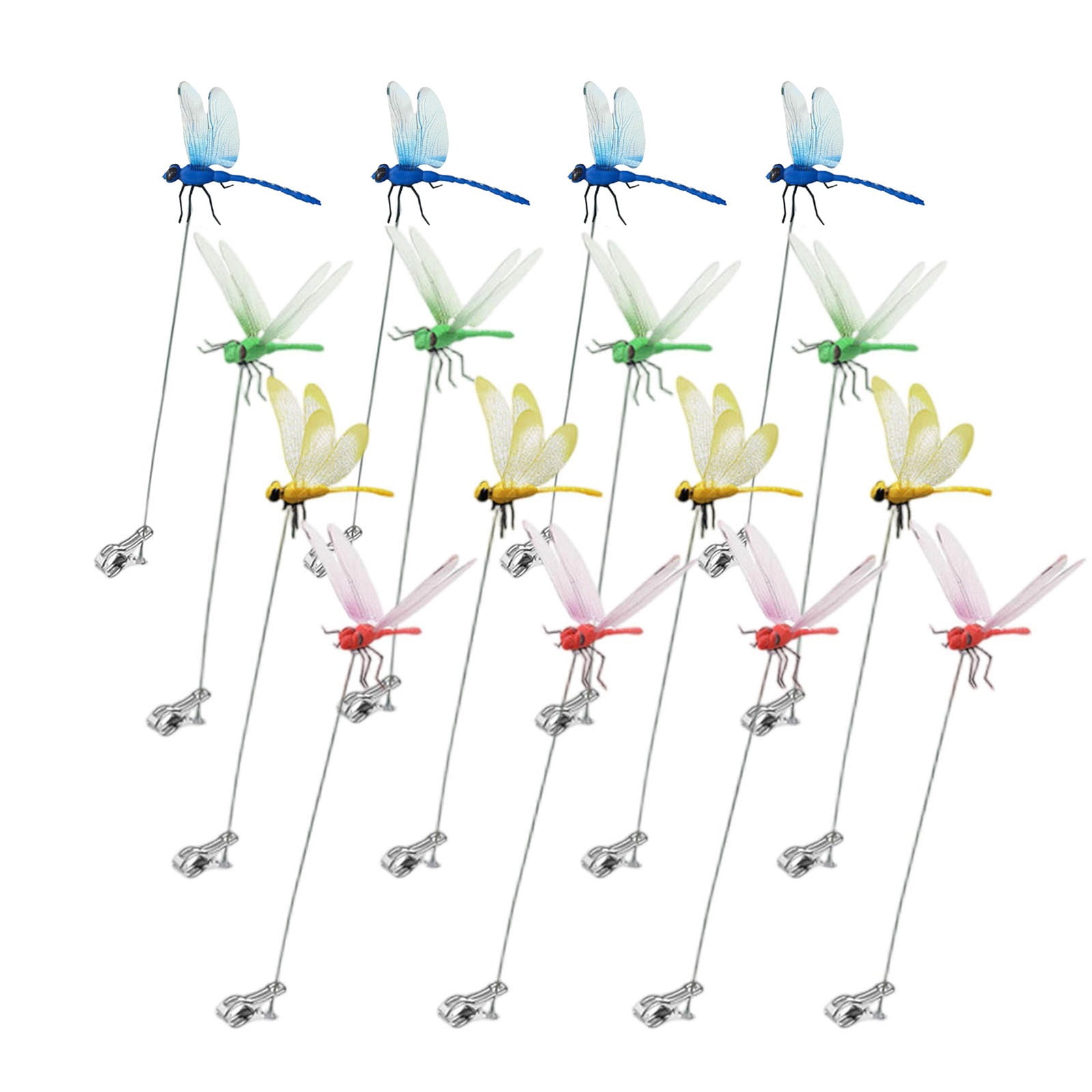12 Pack Artificial Dragonfly Garden Stakes, Realistic Butterfly Yard ...