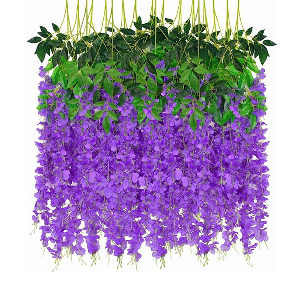 12 Pack Artificial Fake Wisteria Vine Ratta Hanging AHED Silk Flowe Garland B7L1 - Walmart.com