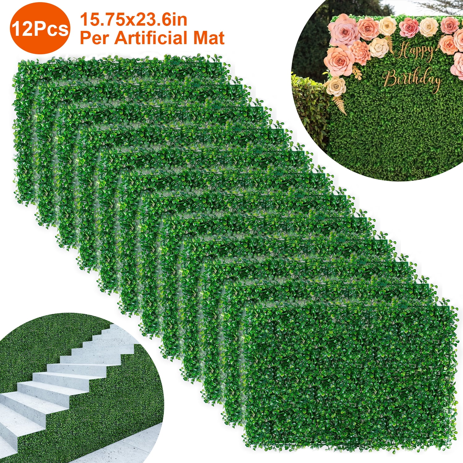 Moclever 12 Pack Artificial Grass Mat Squares, 15.75x23.6 in Fake Turf ...