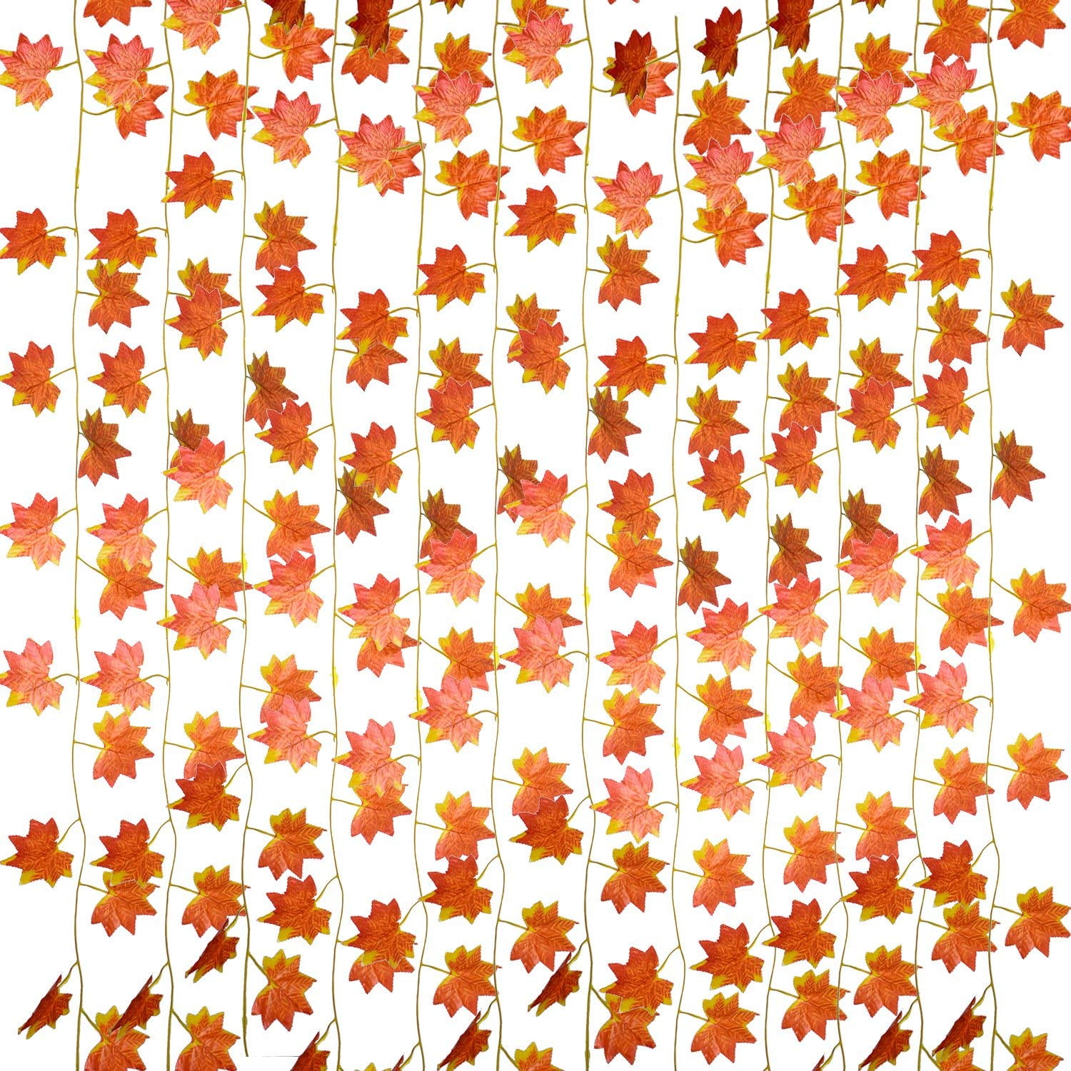 12 Pack Artificial Maple Leaf Garlands,7.5 ft/Piece Autumn Hanging Fall ...