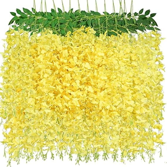 12 Pack Artificial Wisteria Vine Ratta Fake Wisteria Hanging Garland ...