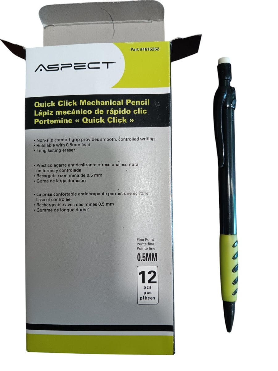 12-Pack Aspect Quick Click Mechanical Pencils - 0.5mm, Side Advance, Green Grip - Walmart.com