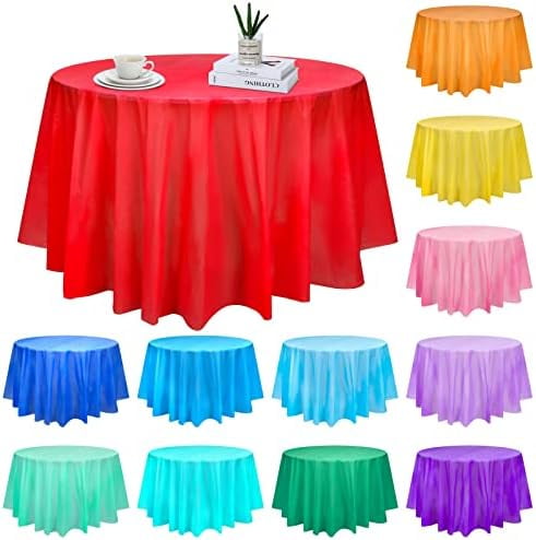 12 Pack Assorted Color Round Tablecloth 84 Inch Plastic Tablecloths ...