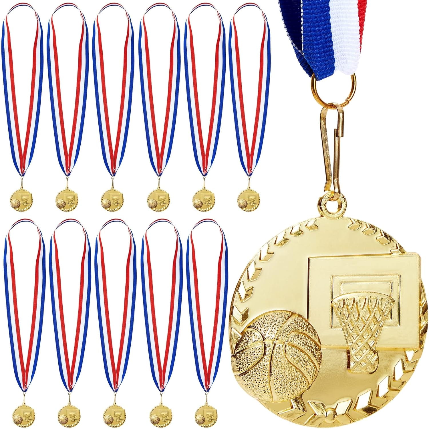12 Pack Award Medals for Adults - Team Participation Trophies with Red ...