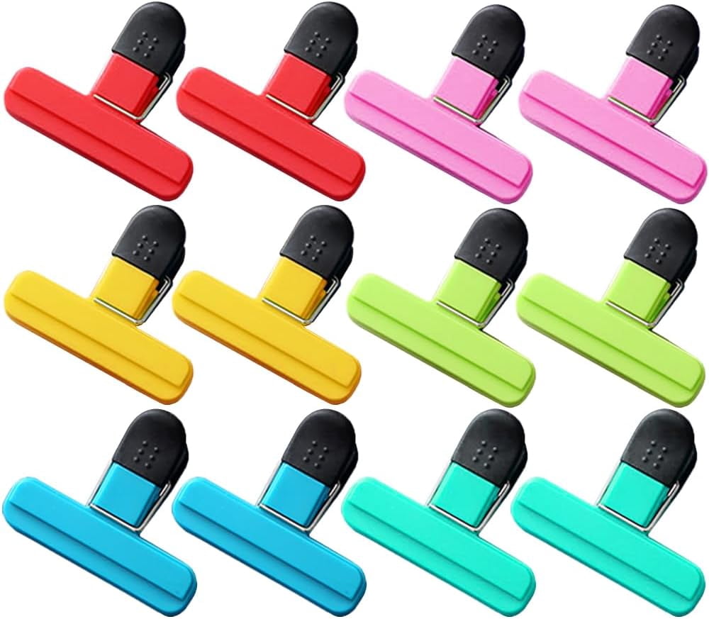 12 Pack Bag Chip Clips, Heavy Duty Reusable Bag Seal Clips with 6 ...