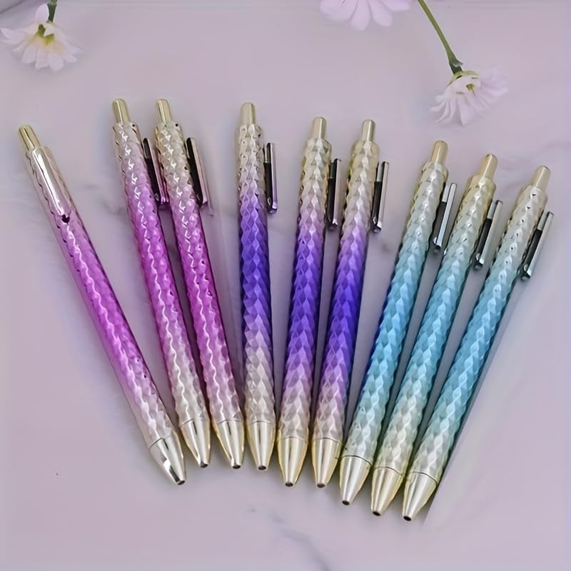 12 Pack, Ballpoint Pens, Gradient Color Barrels, Black Ink, Cute ...
