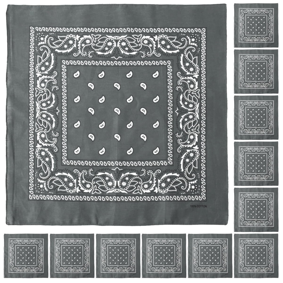 12 Pack Bandanas Multipurpose Cotton Novelty Paisley Bandana Headband ...