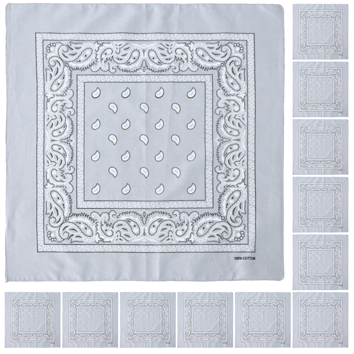 12 Pack Bandanas Multipurpose Cotton Novelty Paisley Bandana Headband ...