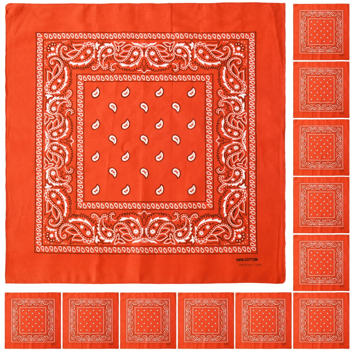 12 Pack Bandanas Multipurpose Cotton Novelty Paisley Bandana Headband ...