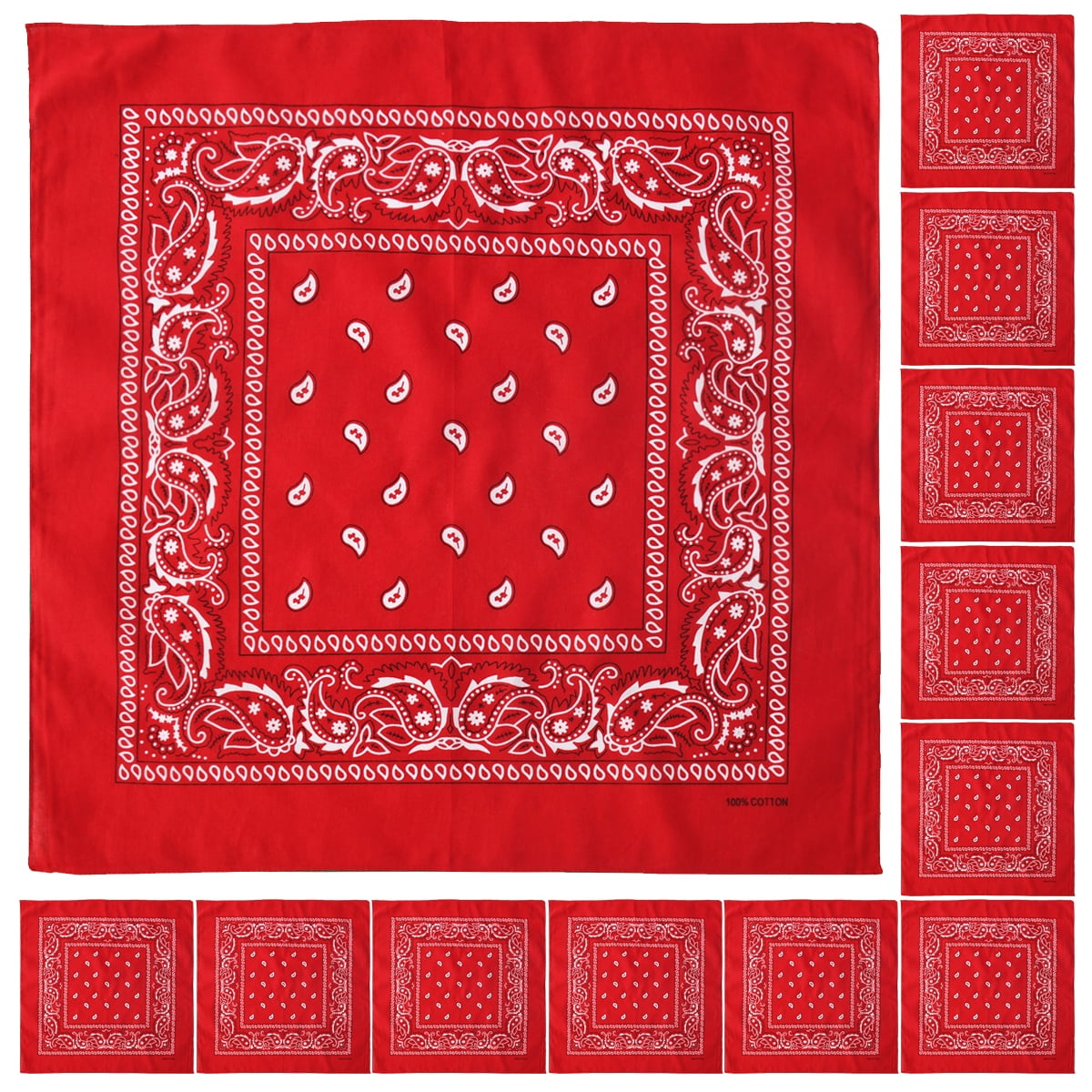 12 Pack Bandanas Multipurpose Cotton Novelty Paisley Bandana Headband ...