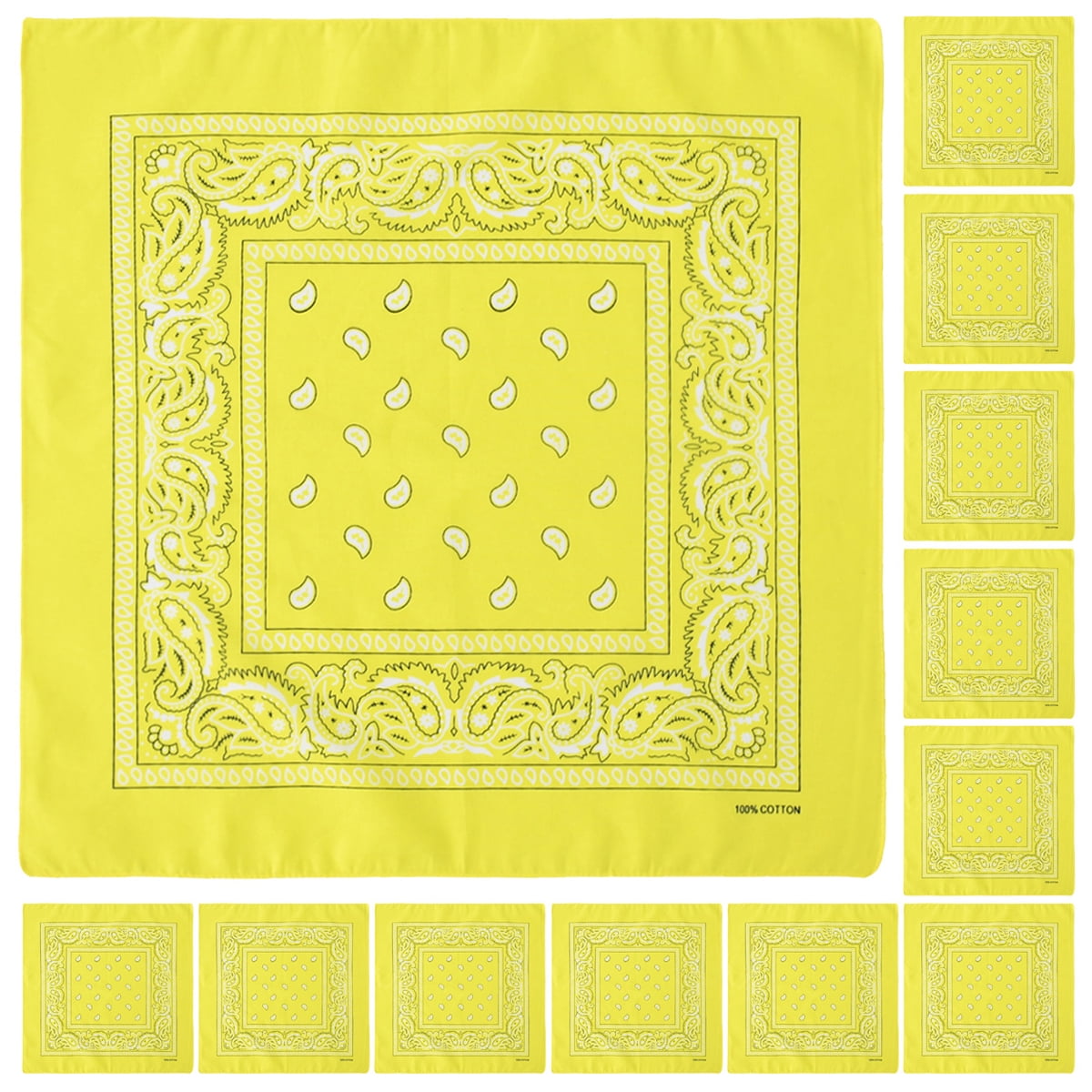 12 Pack Bandanas Multipurpose Cotton Novelty Paisley Bandana Headband ...
