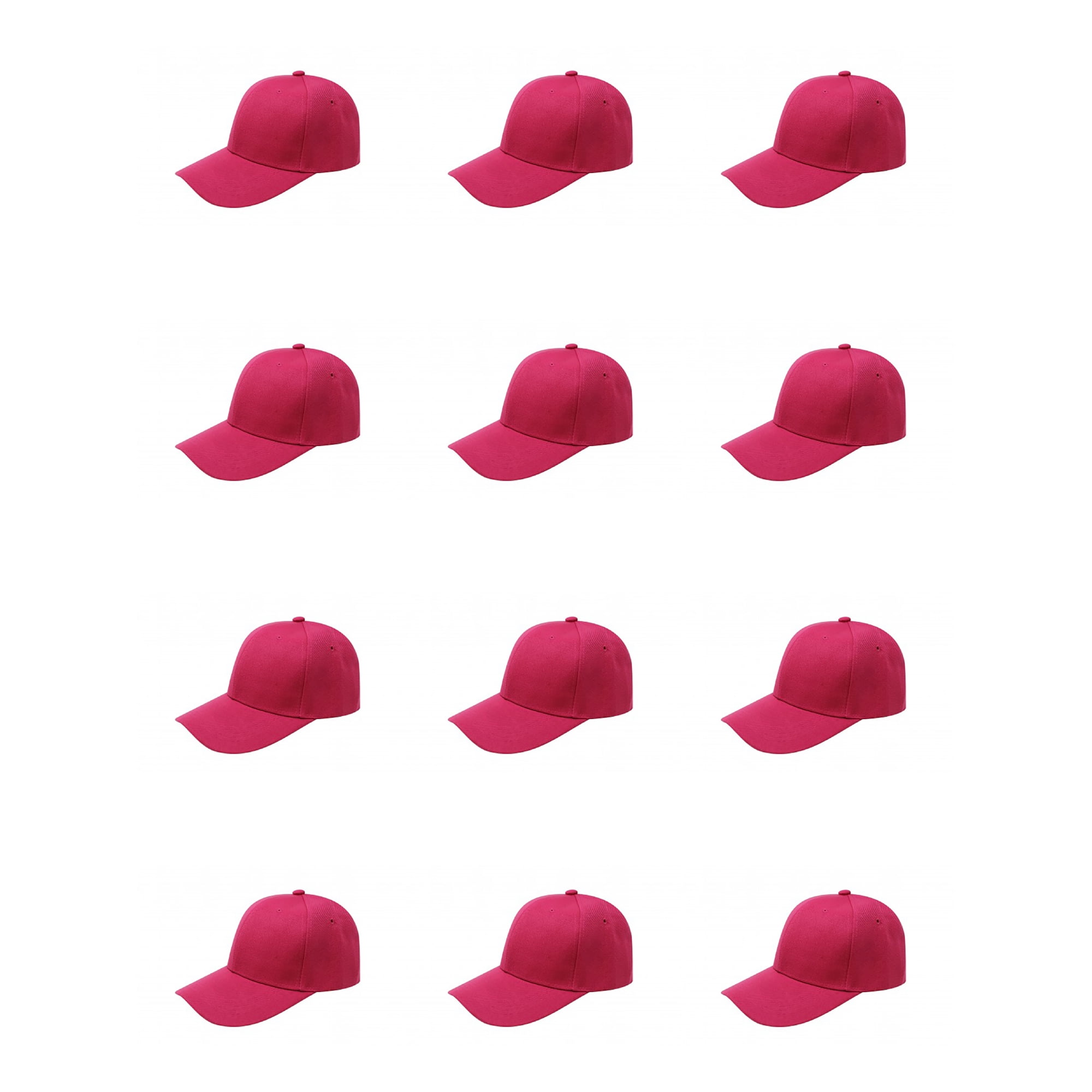 12 Pack Baseball Hats Great for Teams Events or Promotions (Hot Pink ...