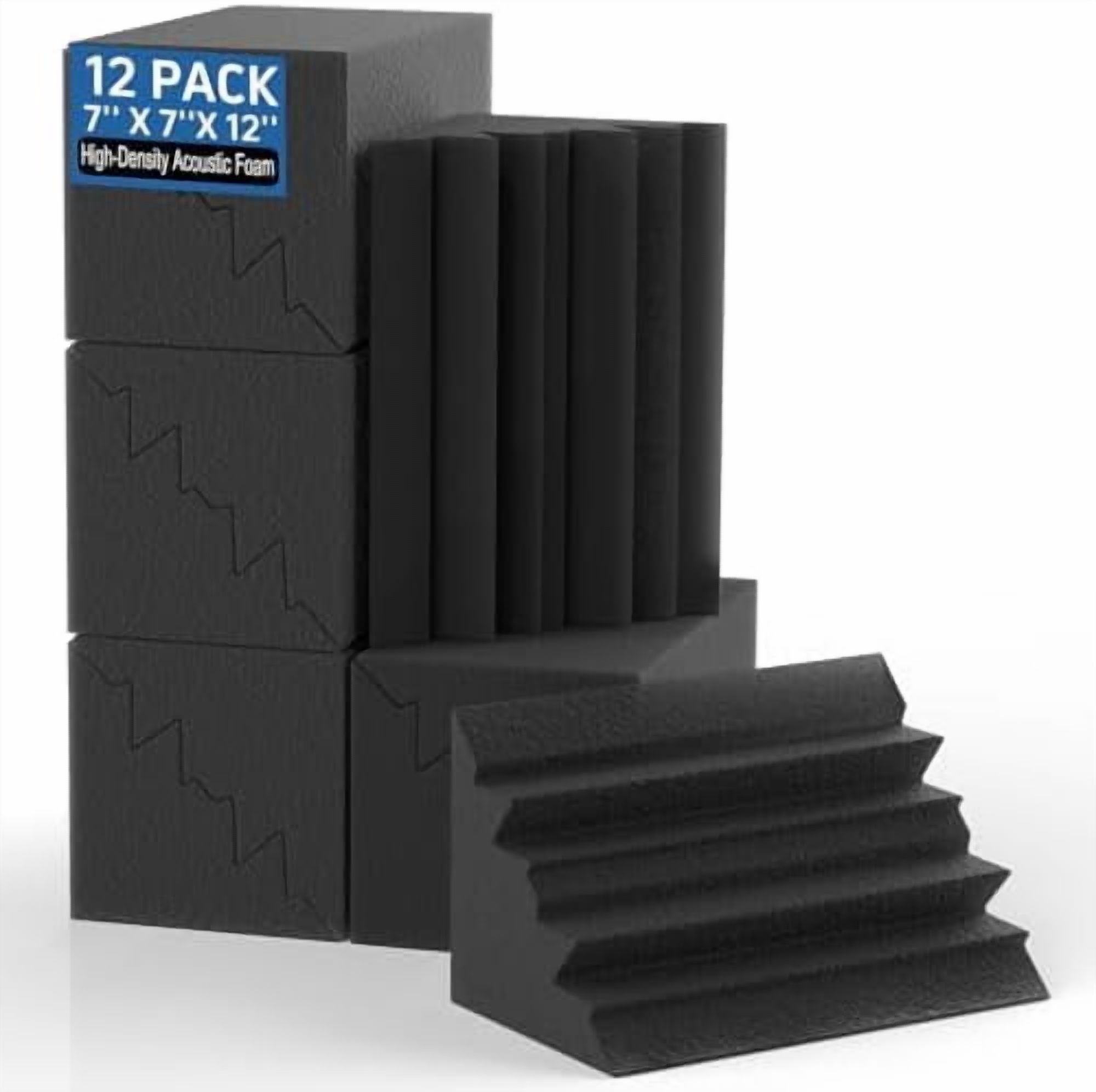 12 Pack Bass Traps Corner Acoustic Foam Corner 7''x7''x12'' Sound Proof ...