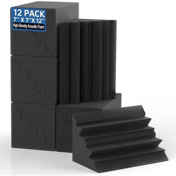 12 Pack Bass Traps Corner Acoustic Foam Corner 7''x7''x12'' Sound Proof ...
