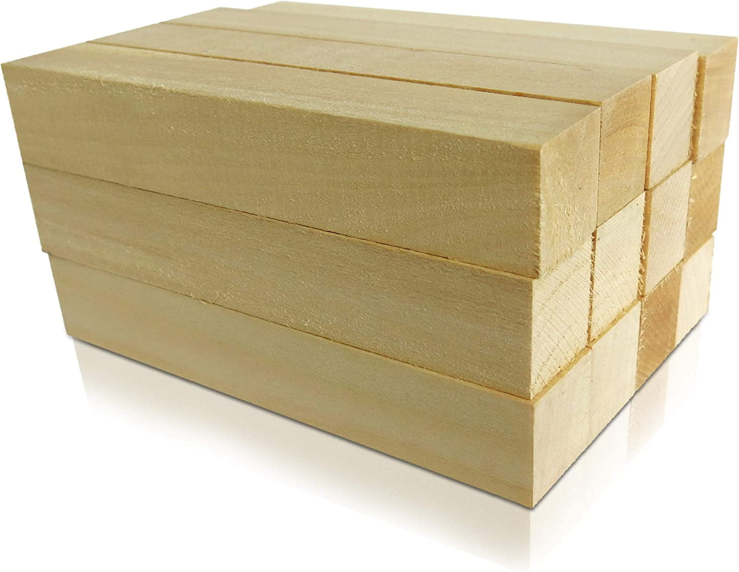 12 Pack Basswood Blocks 4 X 1 X 1 Inches Premium Soft Wood Blocks for ...