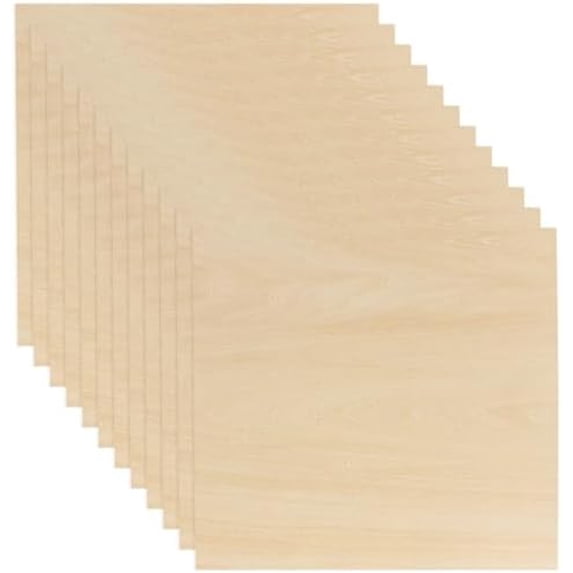 12 Pack Basswood Sheets 1/8 x 12 x 12 Inch Plywood Board, Thin Natural ...