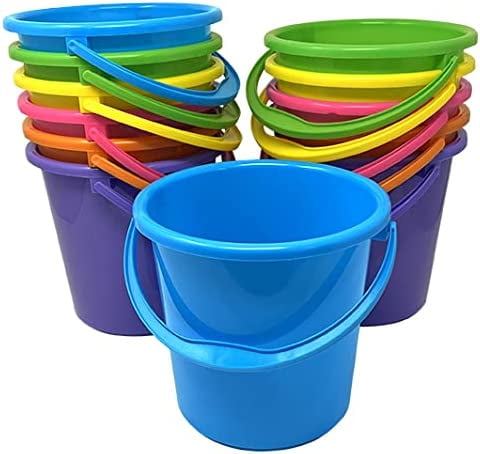 12 Pack Beach Pails Sand Buckets - 7" Large Beach Pails with Handles ...