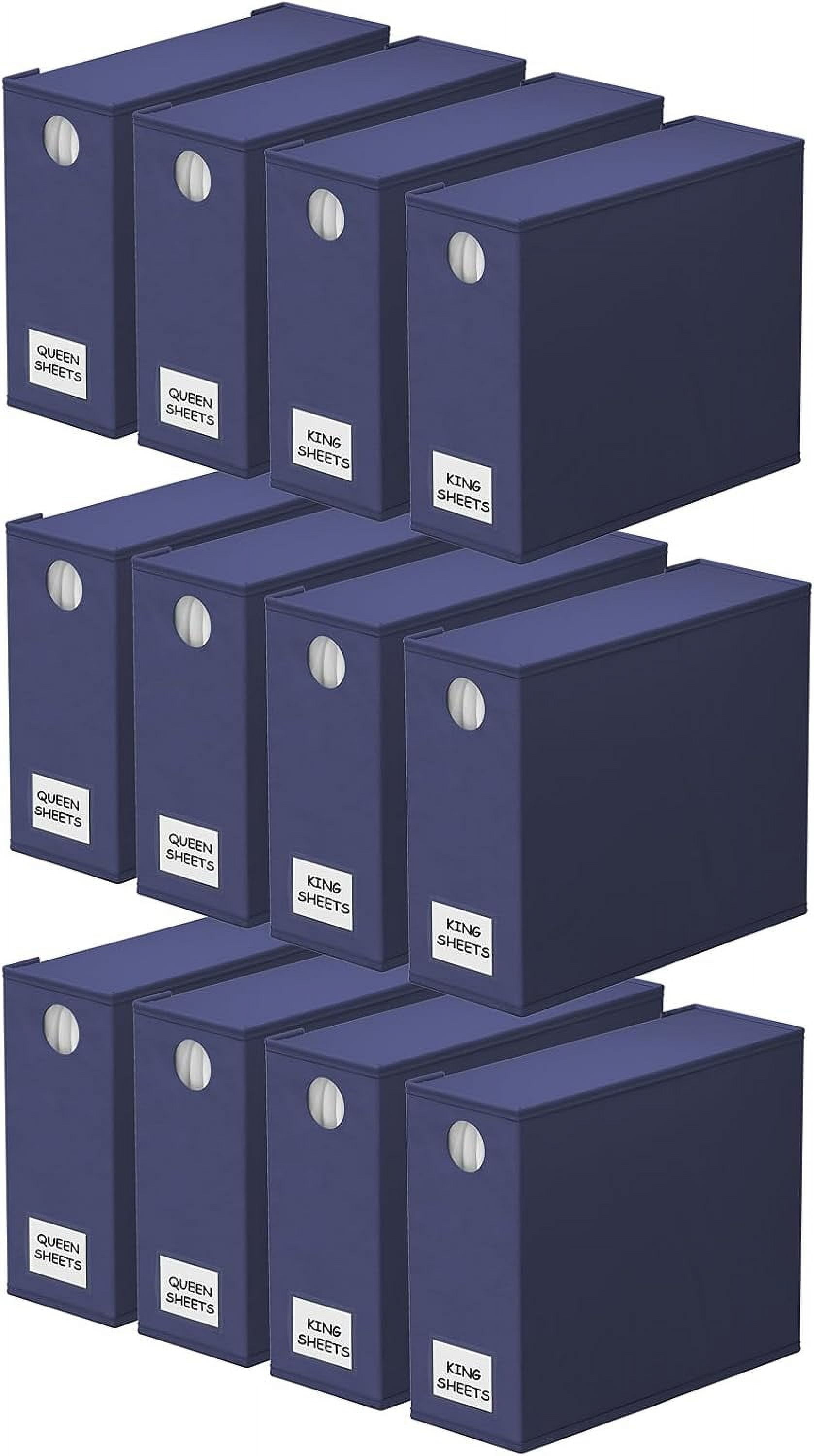 12 Pack Bed Sheet Organizers and Storage, Foldable Linen Closet ...