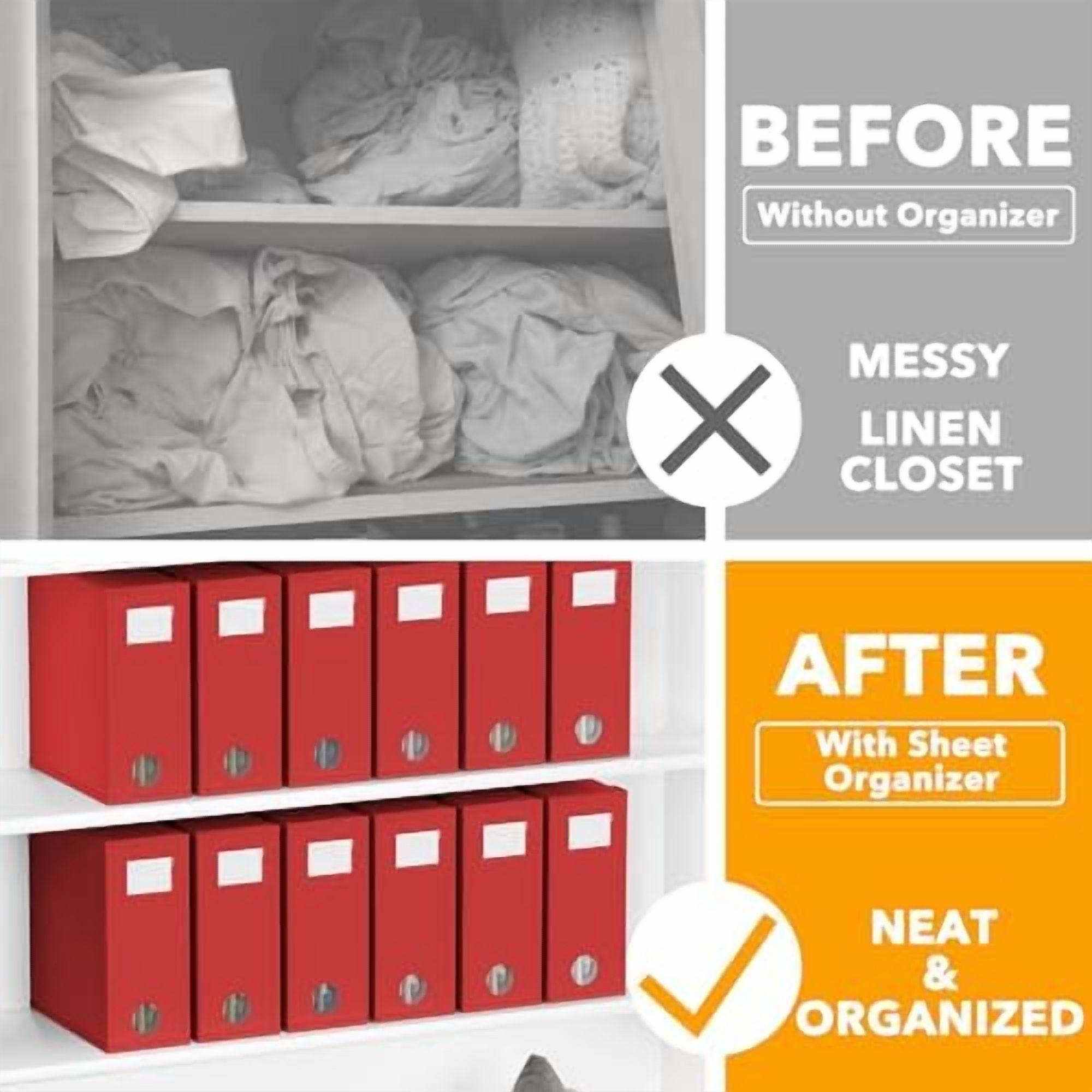 12 Pack Bed Sheet Organizers and Storage, Foldable Organizer for Linen ...