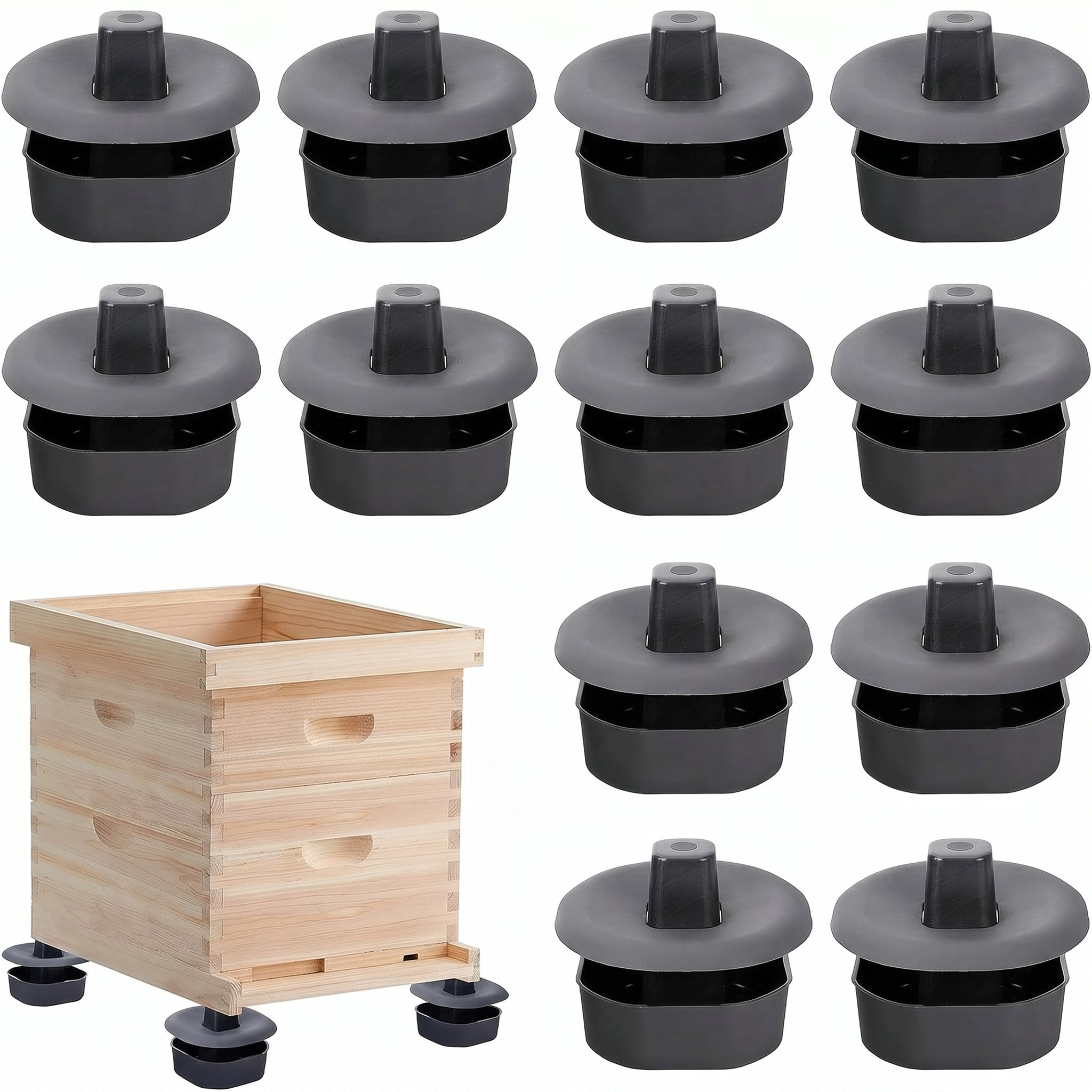 12 Pack Beehive Stands, 3 Sets Plastic Hive Feet with Water Moat for ...