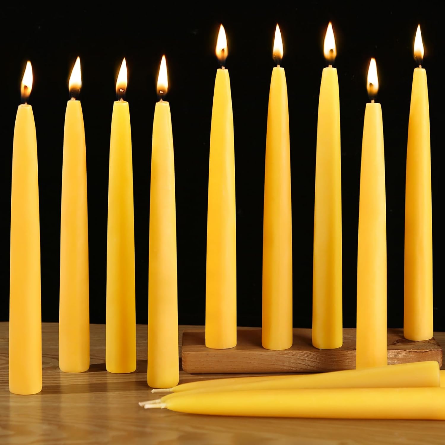 12 Pack Beeswax Taper Candles,8in Dripless Pure Beeswax Candles Non ...