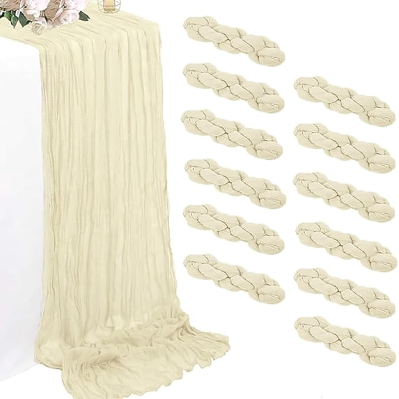 12 Pack Beige Cheesecloth Table Runners 35 x 120 Inch Rustic Boho Gauze ...