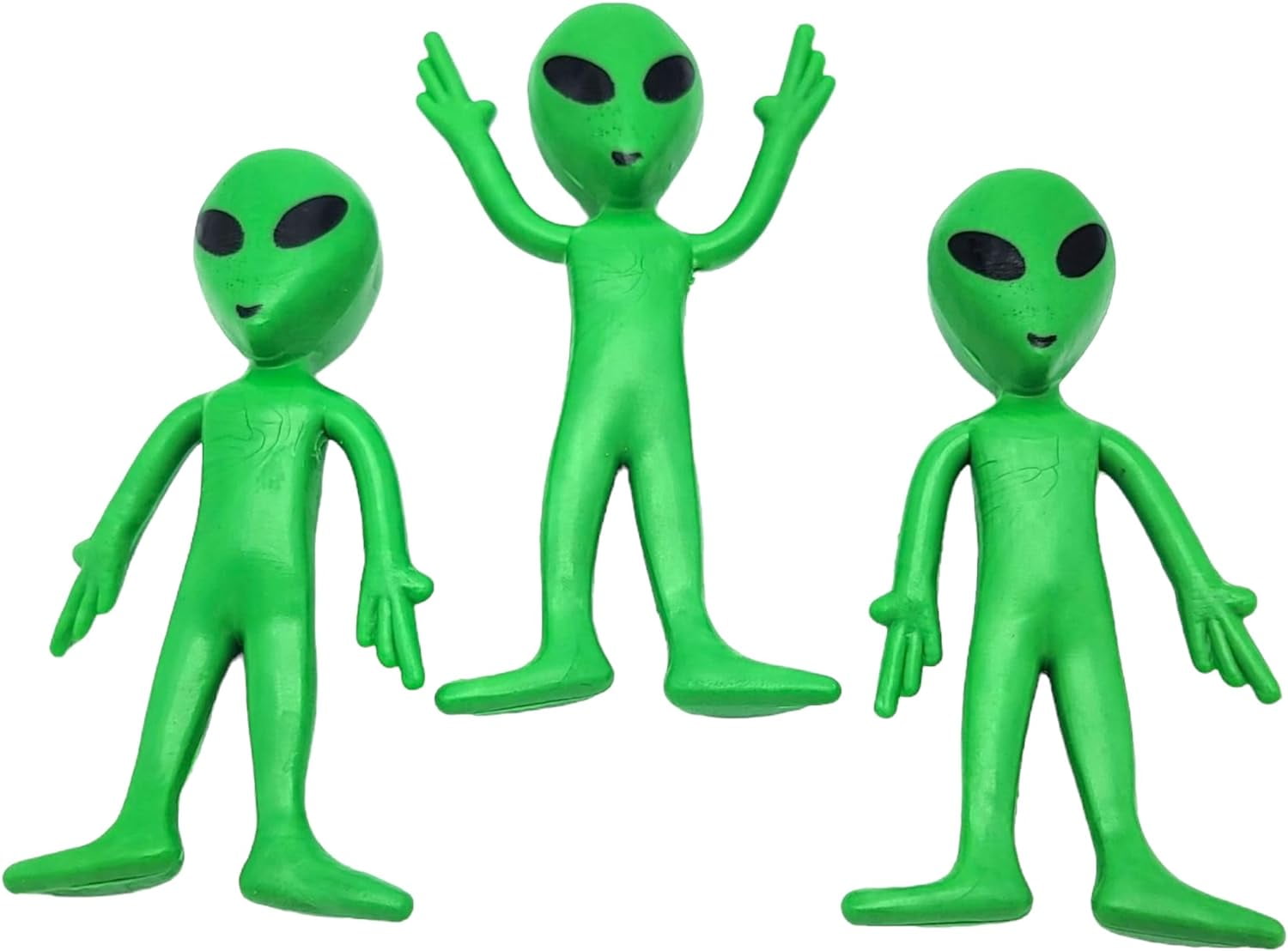 12 Pack- Bendable Rubber Green Aliens (3.75") Action Figures Bendable ...