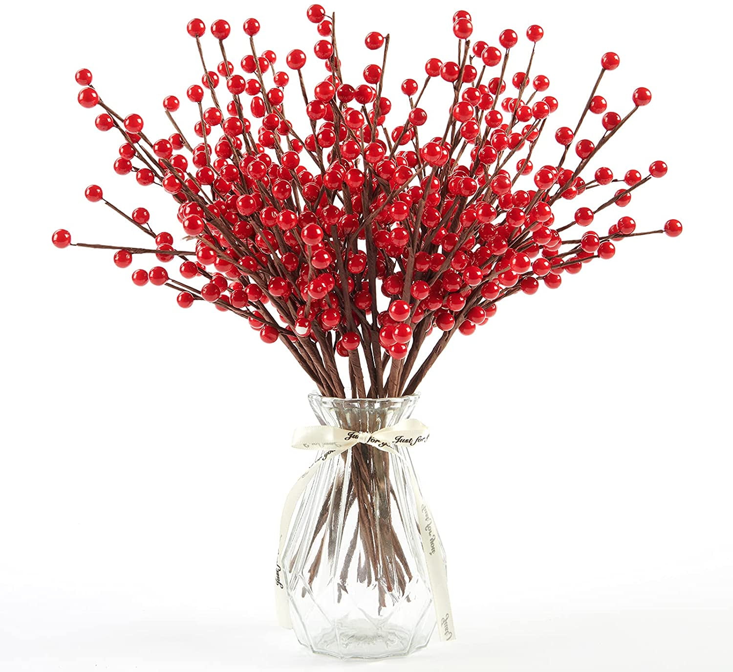 12 Pack Berry Stems - 12.6'' Holly Berry Stems for Christmas Tree ...