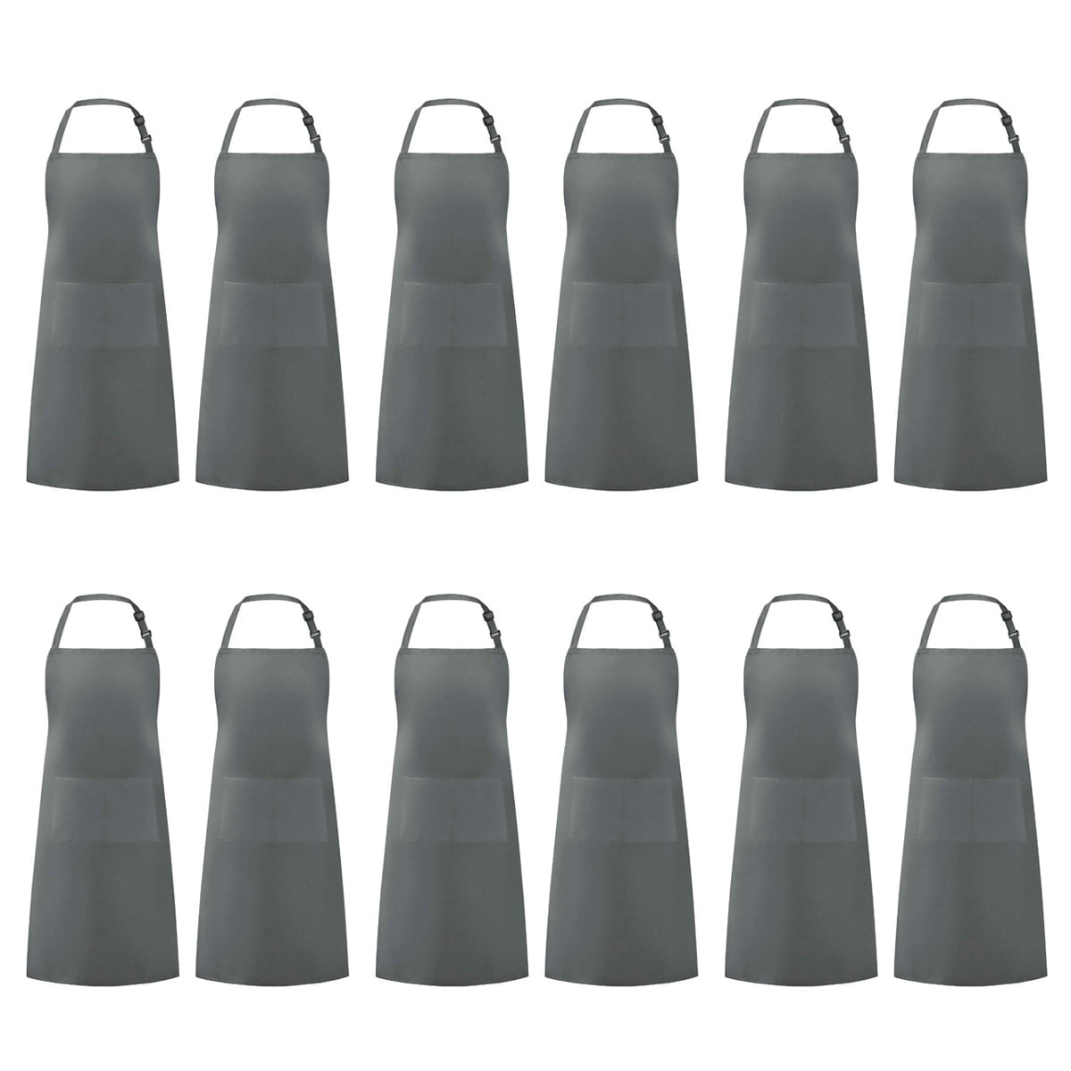 12 Pack Bib Apron, Unisex Aprons Adjustable Waterdrop Resistant With 2 ...