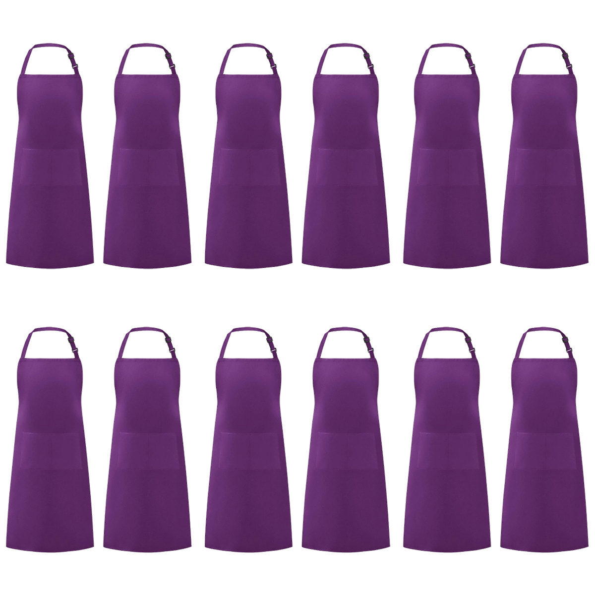 12 Pack Bib Apron, Unisex Aprons Adjustable Waterdrop Resistant With 2 ...