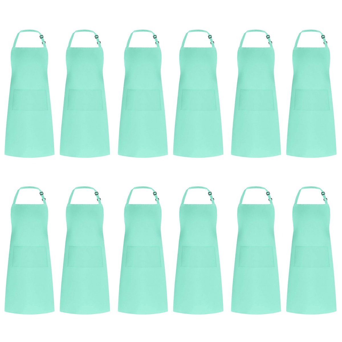 12 Pack Bib Apron, Unisex Aprons Adjustable Waterdrop Resistant With 2 ...