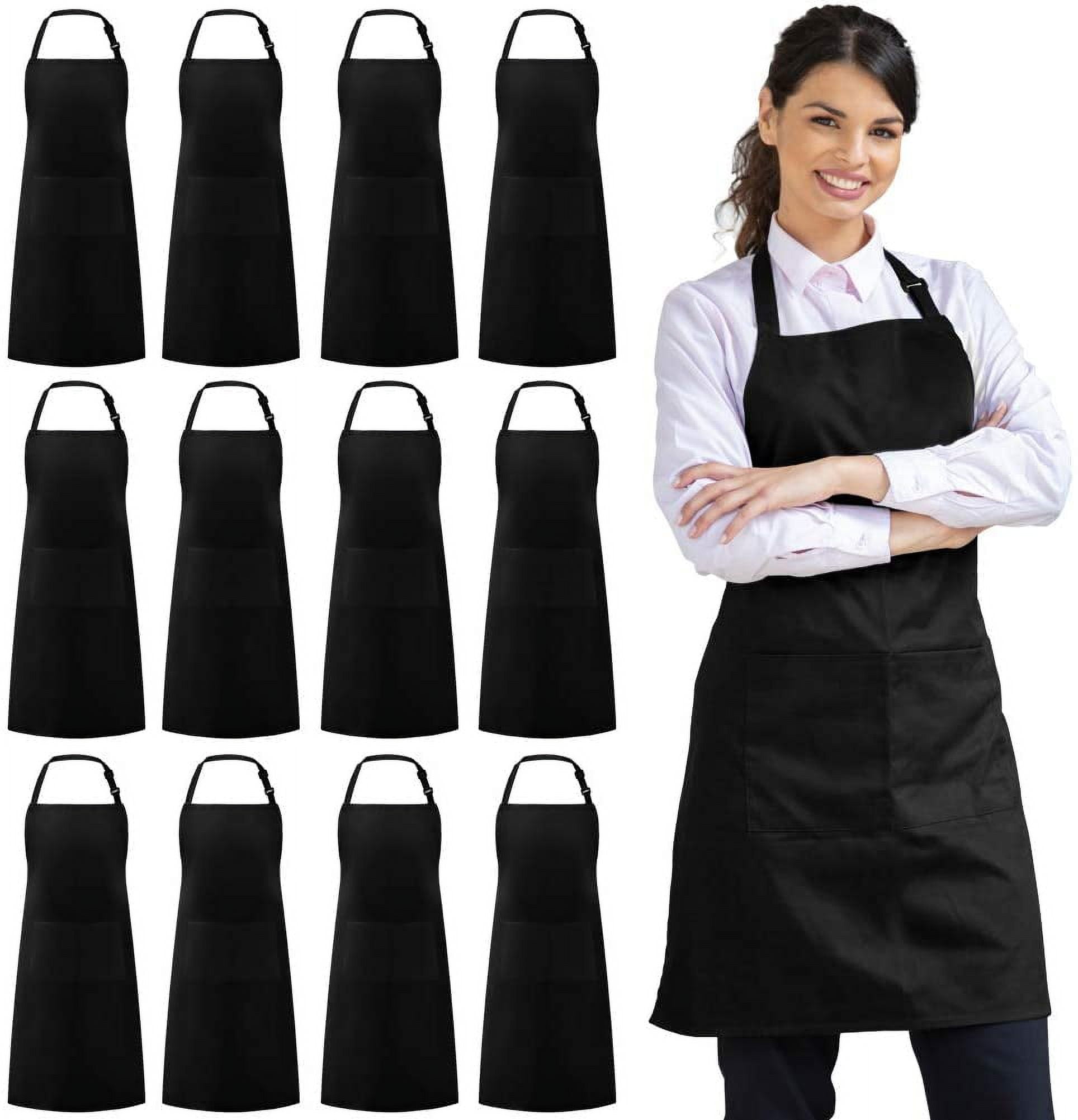 12 Pack Bib Apron, Unisex Aprons Adjustable Waterdrop Resistant with 2 ...