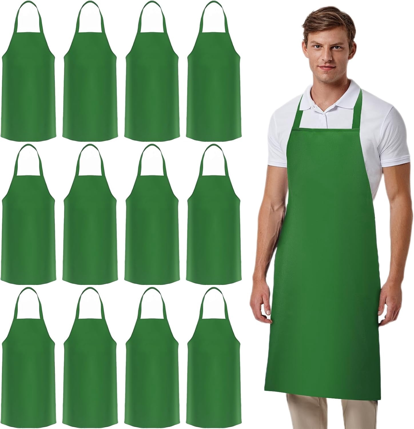 12 Pack Bib Apron,Unisex Bib Aprons,Plain Bib Aprons Bulk for Women Men ...