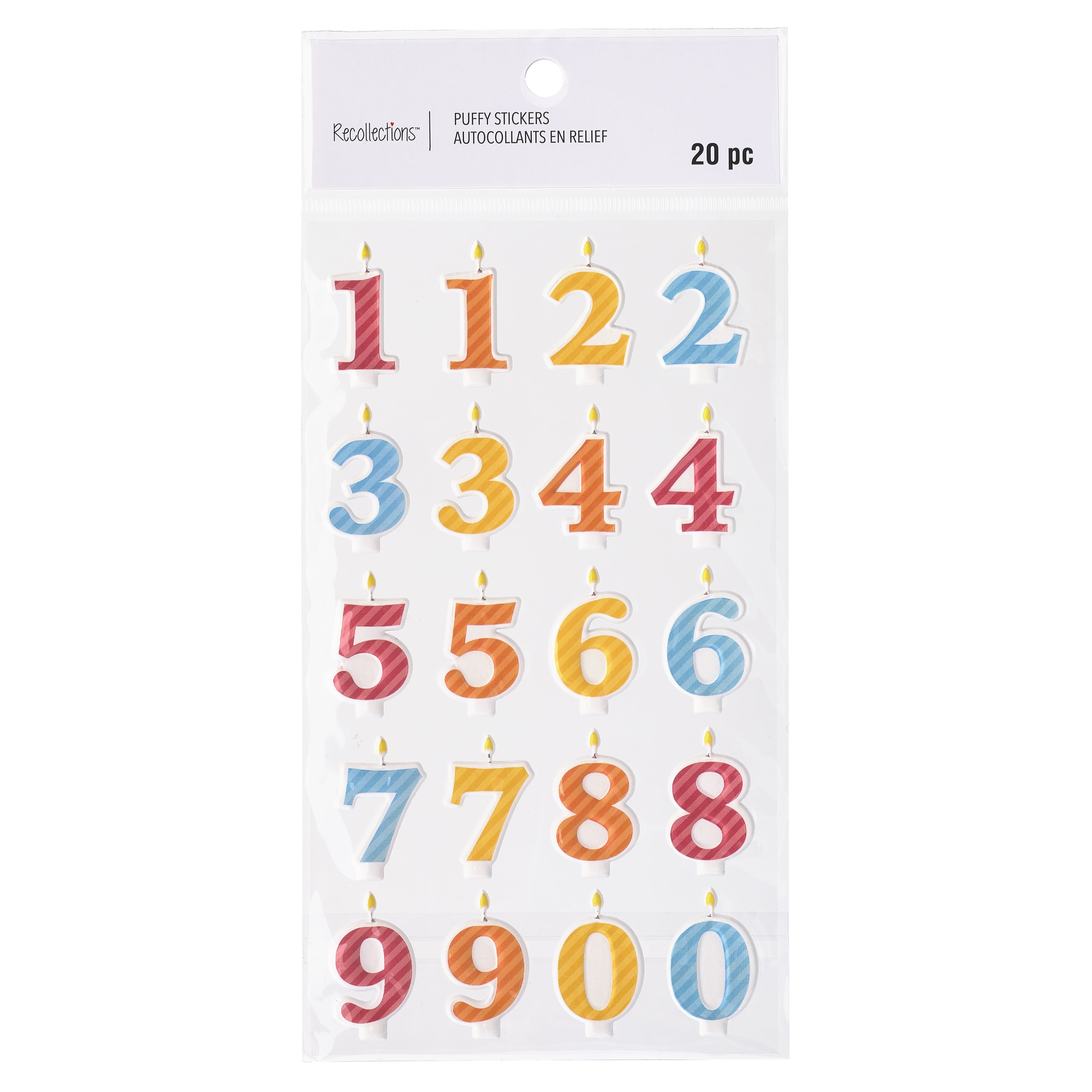 12 Pack: Birthday Number Candle Puffy Stickers by Recollections ...